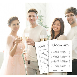 stizak Minimalism Bridal Shower Games, Would She Rather Games, 5 x 7 Inches, Wedding Shower Games, Bridal Shower, Bridal Shower Game Cards (xcbbs08)