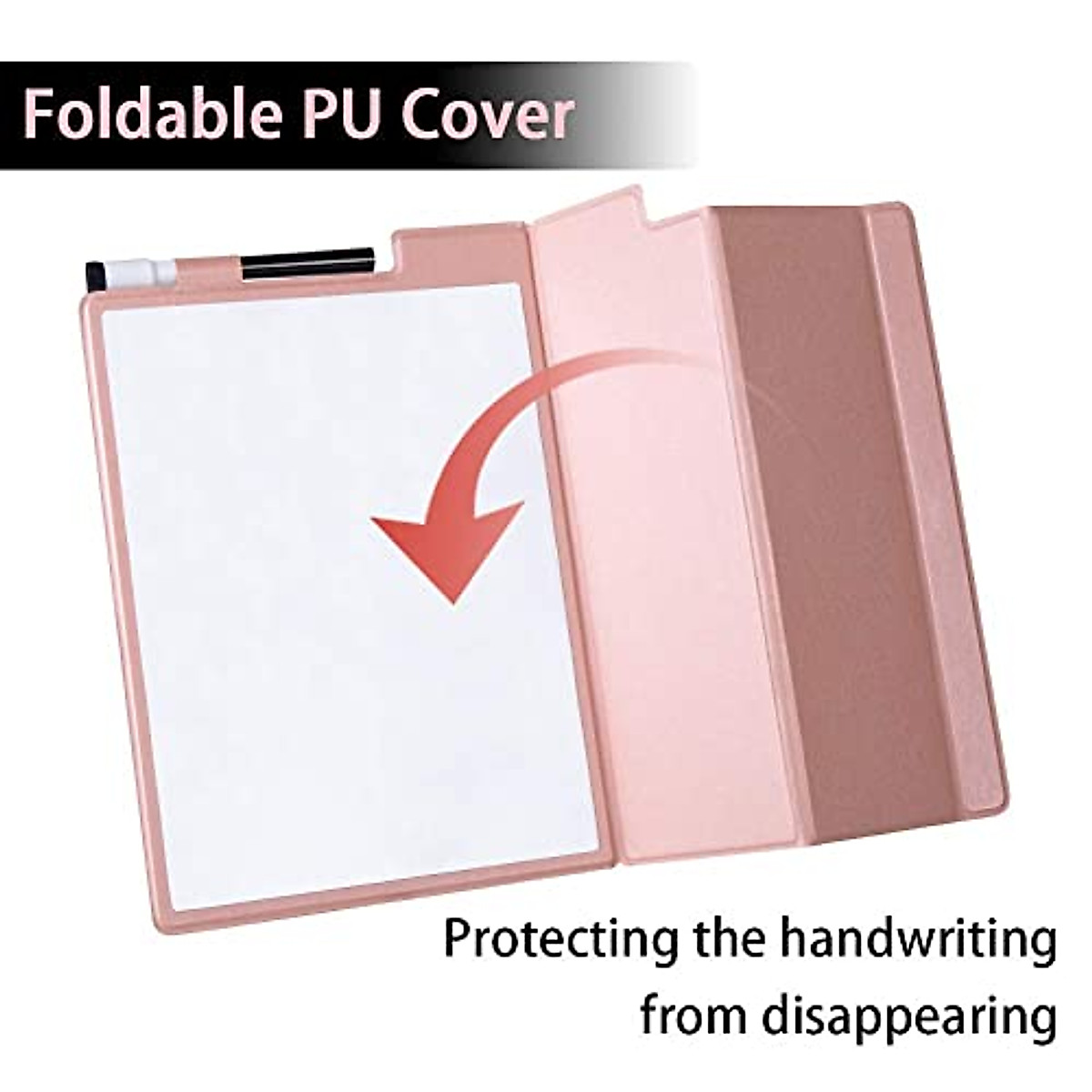 CRCHOM Small White Board Dry Erase Board A4 Magnetic Desktop Whiteboard 8" x 12" Portable Whiteboard Easel with Stand Pink PU Cover Case for Kids, Adult, Office, Home, School