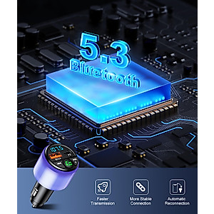 Otemly Bluetooth 5.3 FM Transmitter for Car [PD 30W & QC3.0 18W] Fast Charge, [All-Over Glow] Bluetooth Car Adapter Wireless FM Radio Transmitter Car Kit, Hands-Free Calls, Hi-Fi Music