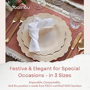 Bambu Pack of 25-9 Inch Disposable Bamboo Plates Fancy, Biodegradable Eco Friendly Products, Bamboo Disposable Plates for Party, Weddings, and Events, Great For Any Occasion, Compostable Plates