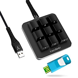 One Handed Macro Mechanical Keyboard,Multifunctional Mechanical Gaming Keypad with 9 Fully Programmable Keys Support NKRO, Hotkeys, One-Click Start, Floating Window and Macro for OS,Windows,Vista