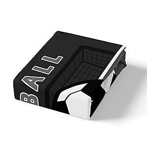 Erosebridal Little Boys Bedding Set Queen Soccer Football Comforter Cover for Toddler Kids, Sports Gamer Quilt Cover Video Game Gaming Duvet Cover, Black Grey