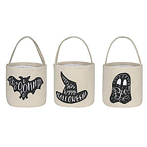 3 Pcs Halloween Trick or Treat Bucket - Candy Basket Tote Bag for Kids（Magic Hat, Ghost, Bat）