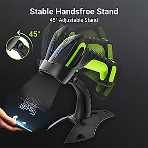 Tera Barcode Scanner Wireless 2D QR with Stand: Pro Version Battery Level Indicator 2500mAh Industrial Grade Bar Code Reader Works with Bluetooth 2.4G for Windows Mac Android iOS 8100 Pro Green