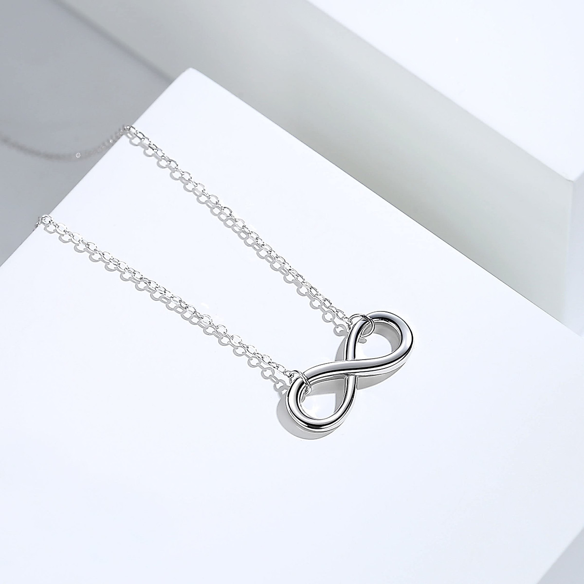 LAVISHE Rhodium Plated 925 Sterling Silver Infinity Necklaces for Women, 18 Inch
