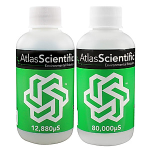 Atlas Scientific K 1.0 Conductivity Calibration Solutions - 12,880µS & 80,000µS - 125ml (4oz) Pack of 2