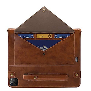 APOLL Case for iPad Pro 12.9 inch 6th/5th/4th Generation, iPad Pro 12.9 2022/2021/2020 Cover, PU Leather Auto Wake/Sleep Handle Strap Crossbody/Shoulder Strap Handbag Case for iPad Pro 12.9", Coffee