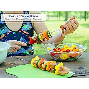 Royal Imports Metal Shish Kabob Skewers Sticks for BBQ Grilling, Roasting, Barbecue Stainless Steel, 17" long Re-usable - 6 Pcs