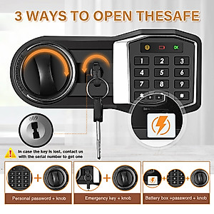 4.0 Cuft Large Home Safe Fireproof Waterproof, Anti-theft Fireproof Safe with Fireproof Bag, Programmable Keypad and Spare Keys, Digital Security Home Safe for Documents Firearm Money Valuables