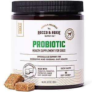 Rocco & Roxie Probiotics for Dogs, Support Gut and Digestive Health, Anti Diarrhea, Constipation & Gas Relief, Allergies, & Itchy Skin, Prebiotics, Enzymes, Puppy to Senior Dog Supplements Chews 90ct