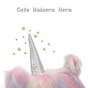 DM Furniture Cute Fuzzy Kids Chair Funny Rolling Study Desk Chair Colorful Girls Vanity Swivel Chair with White Foot