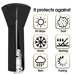 SafeGuard360 Patio Heater Cover Waterproof 420D Oxford Thickness, with Stainless Steel Telescopic Rod, and Storage Bag in Black (89in x 35in x 19in- Universal Fit for Outdoor Stand Up Heaters)