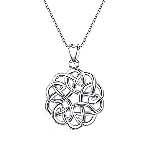 EVER FAITH 925 Sterling Silver Round Infinity Endless Love Celtic Knot Pendant Necklace for Women
