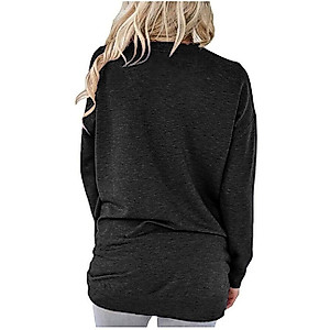 Mom's care Womens Be Kind Crewneck Sweatshirt Casual Cute Long Sleeve Loose Fitting Fall Tops T Shirt with Pockets(B_Black,Large)