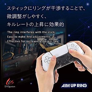 EVOgames Aim Up Ring High-end model Made in Japan Natural rubber FPS Precise operability UP For FPS 6 pieces for PS5 / PS4 / Switch / Xbox / PC controller