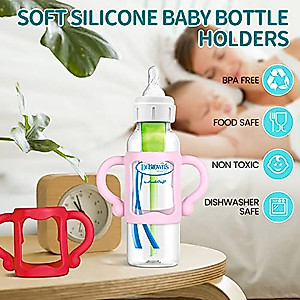 Bottle Handles for Dr Brown Narrow Baby Bottles, Baby Bottle Holder with Easy Grip Handles to Hold Their Own Bottle,Help Baby Transition from Bottle to Cup,BPA-Free Soft Silicone,Pack of 4