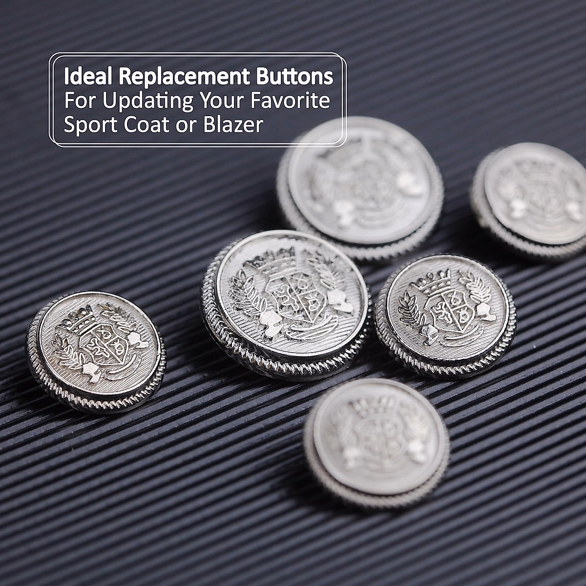 14 Pieces Silver Metal Blazer Button Set 23mm 18mm Blazer Buttons Men Metal Suit Buttons for Men Silver Buttons for Blazer,Suits,Sport Coat,Uniform,Jacket