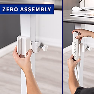 VIVO Clamp-on Power Strip Mount for Desk Leg, Under Desk Office Cable Management Organizer, Spring-Assisted Cord Holder, White, DESK-PS01LC