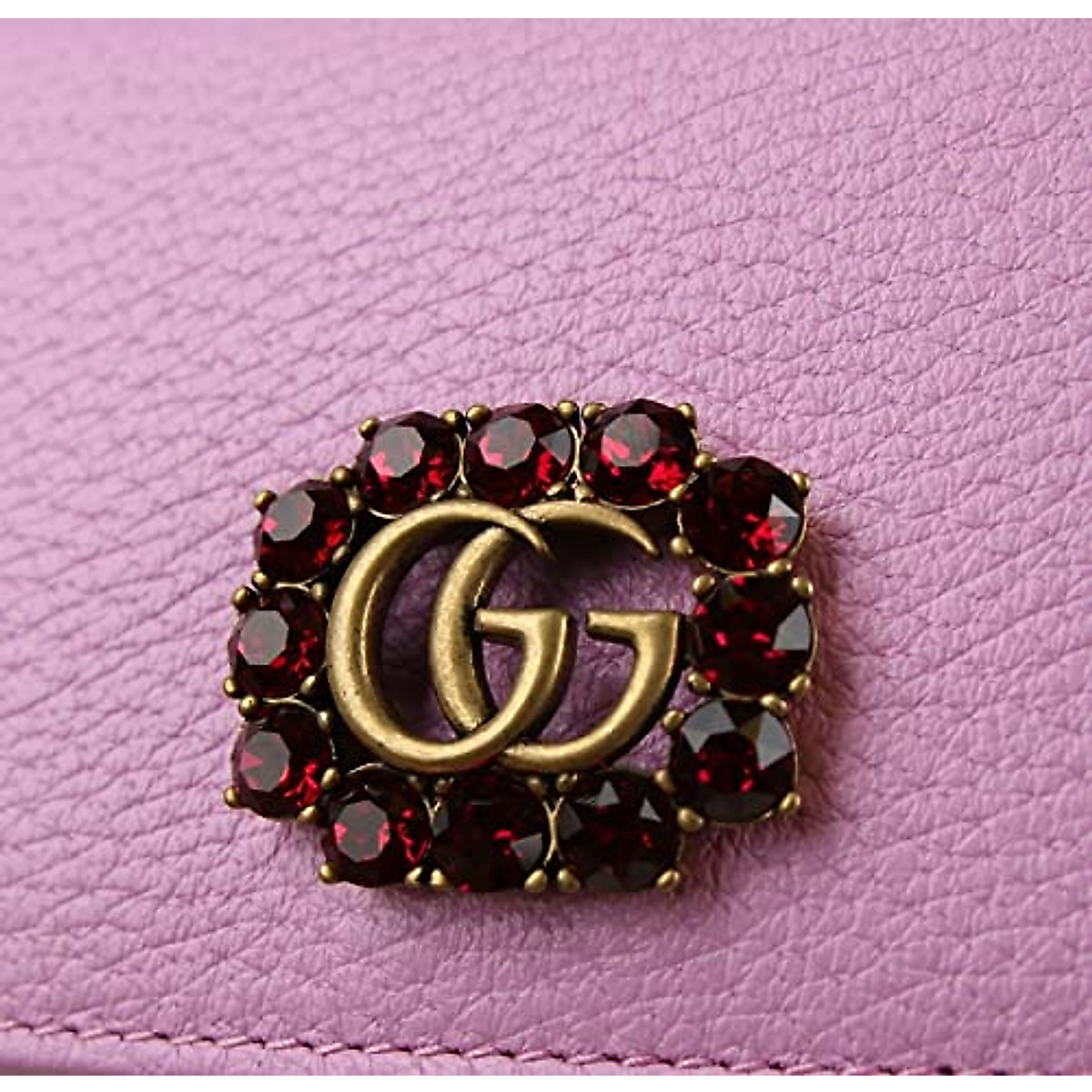 Gucci Marmont Women's Pink Leather Wallet w/Crystal Double G 499783 5871