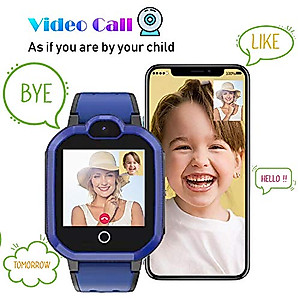 PTHTECHUS 4G GPS Kids Smartwatch Phone - Boys Girls Waterproof Watch with GPS Tracker 2 Way Call Camera Voice & Video Chat SOS Alarm Pedometer WiFi Wrist Watch Birthday Gifts for Students, 4G Blue