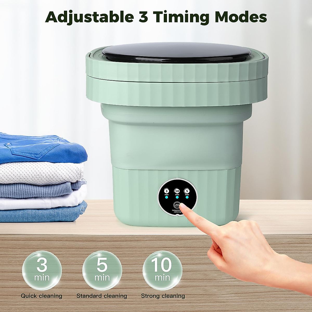 Portable Washing Machine, 6L Mini Washing Machine with 3 Modes Timing Cleaning, Portable Washer with Soft Spin and Draining for Socks, Baby Clothes, Towels and Small Items