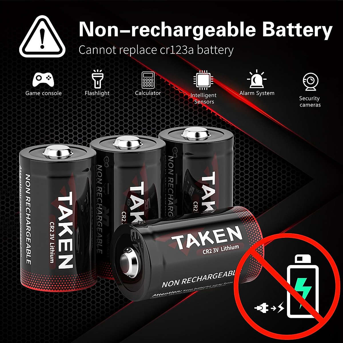 Taken CR2 Battery for Golf Rangefinder, 2 Pack CR2 3V Lithium Battery 850mAh Non-Rechargeable【10-Year Shelf Life】 Not for Arlo Camera