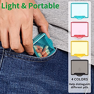 TecQach Small Pill Box 4 pcs,Cute Travel Pill Organizer Case Mini Tiny Clear Plastic Storage Containers Portable for Pocket Purse