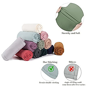 Bayceen Large Rayon Jersey Knitted Swaddle Blanket for Baby, Soft Stretchy Receiving Blanket for Newborns with Hat, Large 47 x 47 inches (Sage)