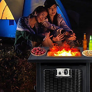 Aisender Outdoor Propane Fire Pit 28 Inch Gas Fire Pit Table, 50,000 BTU Square Fire Table with CSA Safety Certificate for Celebration and Party in The Garden, Backyard and Patio