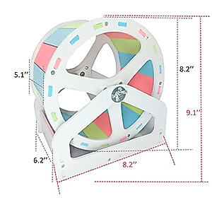 Hamster Wheel, Silent Hamster Fitness Running Wheel, Hamster cage Supplies, Small pet Bracket Running Wheel, Wooden Running Wheel Toys (Colour)