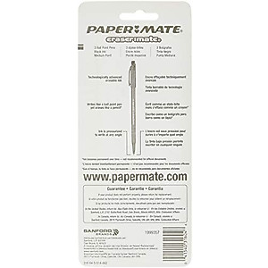 Paper Mate EraserMate Pen Stick, Stick Ball Point Pen Black Barrel Medium-1.0mm, 3-Carded, Black Ink (SAN-3160458PP)