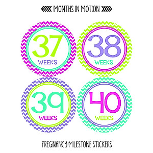 Weekly Pregnancy Growth Stickers Week Pregnant Expecting Photo Prop (Set of 12)