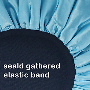 Aquior Shower Cap,Extra Large Triple Layer Bathing Cap with Dry Hair Function for Women Microfiber Terry Cloth Silky Satin 100% Waterproof Reusable Long Hair Bath Caps (Blue)