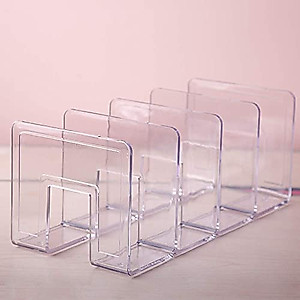 LUGUNU Clear Acrylic Desk File Sorter Purse/Handbag Organizer clutch divider Mesh Folder Office Supplies Stand Bookshelf (3 Sections) (4 Sections)