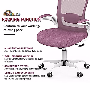 Mimoglad Home Office Chair, High Back Desk Chair, Ergonomic Mesh Computer Chair with Adjustable Lumbar Support and Thickened Seat Cushion