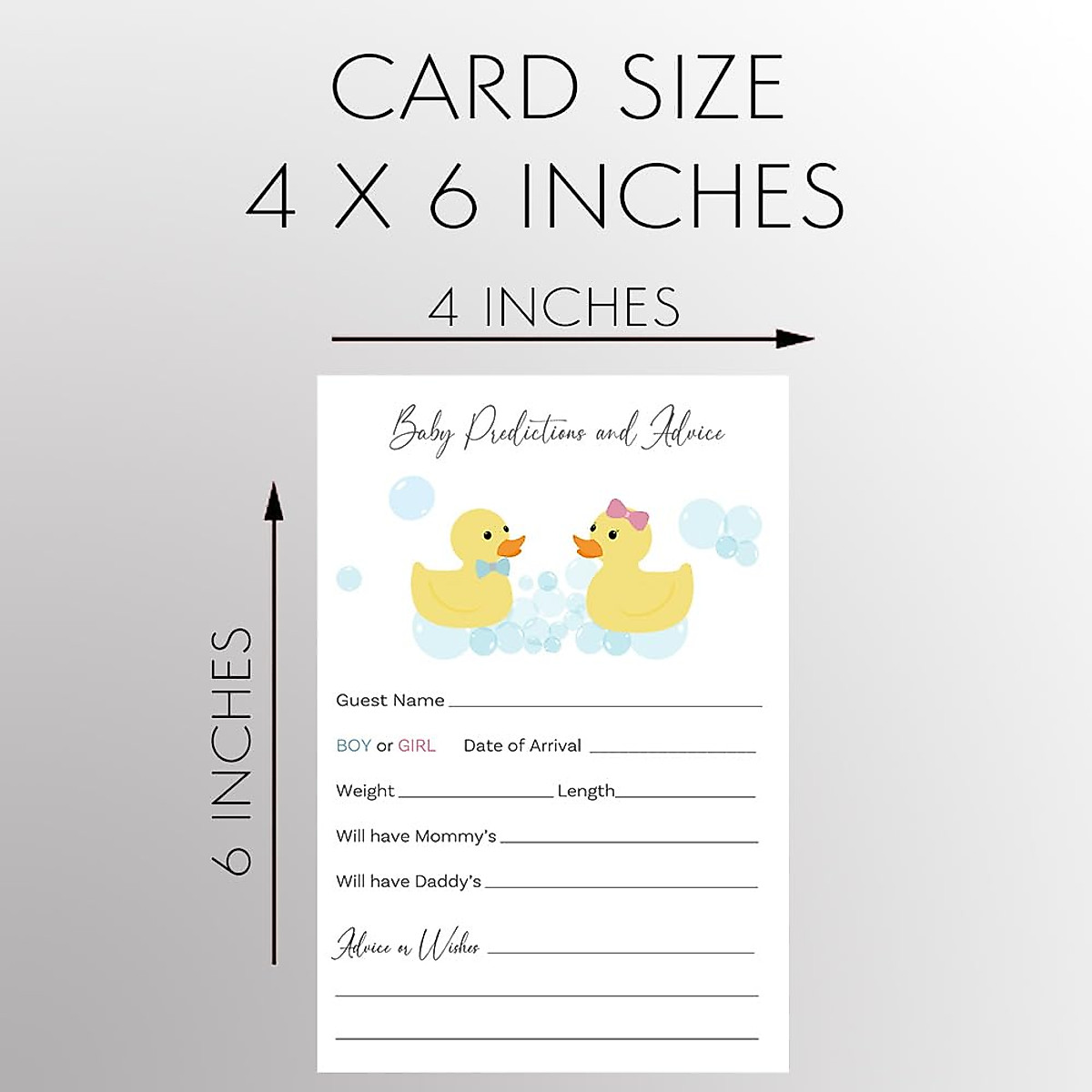 Predictions Cards Gender Reveal Rubber Ducky What The Duck Girl Or Boy Cards Games (24 count)