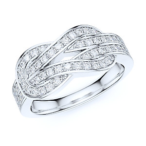 PRSTANI Sterling Silver Tie the Love Knot Full of Round Brilliant Cut Genuine Moissanites Promise Ring Wedding Band (3.5)