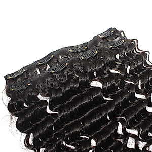 Forawme 100 Remy Curly Hair Extensions Clip In #1B Black 20 Inch 120g 8pcs/lot 20 Clips Hair Extensions