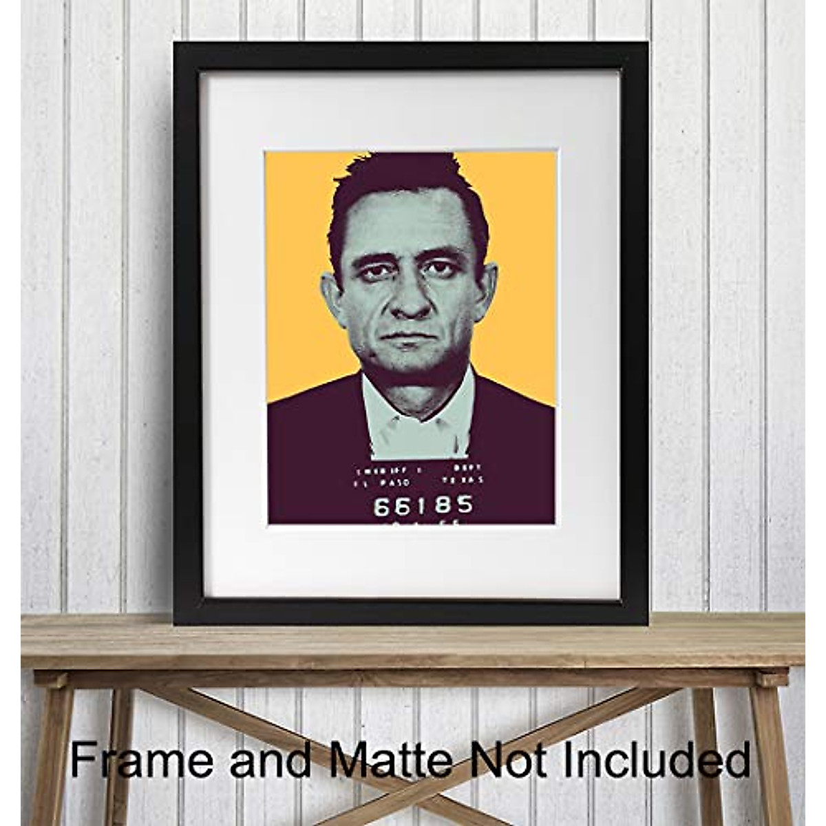 Johnny Cash Folsom Prison Mugshot Poster - 8x10 Andy Warhol Pop Art Wall Art Sign - Cool Unique Modern Home Decor for Living Room, Bedroom, Office - Gift for Country Music, Nashville Fans, Men, Women