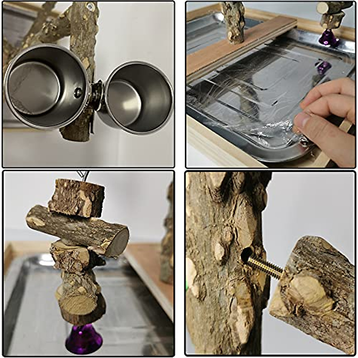 Tfwadmx Bird Perch Natural Wood Stand Toy Parrot Play Stand Platform Bird Cage Branch Perch Accessories for Parakeets Canaries Cockatiels Conure Lovebirds