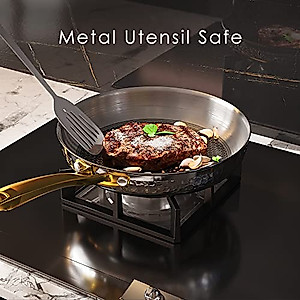 Homaz life Pots and Pans Set, Tri-Ply Stainless Steel Hammered Kitchen Cookware, Induction Compatible, Dishwasher and Oven Safe, Non-Toxic, Professional Grade Cooking Sets, 10-Piece, Silver