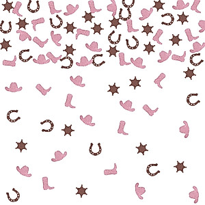 Helewilk Glitter Cowgirl Confetti, Western Theme Birthday/Baby Shower/Wedding/Bachelorette Party Table Decorations, Wild West Kids Girls Birthday Party Scatters Confetti, Let's Go Girls Party DIY