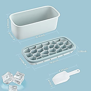 Atopov Ice Cube Trays with lid and Ice Bucket Ice Cube Trays Molds Easy-Release Silicone & Flexible 26-Ice Cube Trays Cocktail Whiskey ice cube tray (Blue)