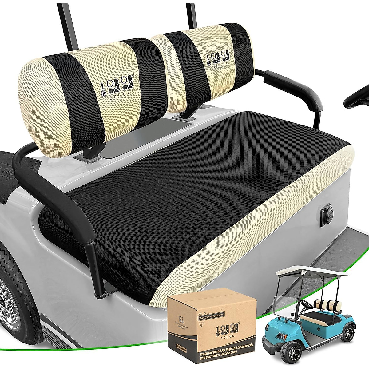 10L0L Golf Cart Seat Covers, Fits Yamaha G2 G9 G16 G19 G22 & Club Car DS Pre-2000, E-Z-GO Marathon, Washable Breathable Air Polyester Mesh Cloth, Cool in Summer and Warm in Winter