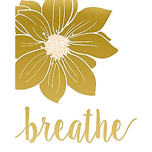 Simple Relax Soak Unwind Breathe Gold Blend Floral Prints, 4 (8x10) Unframed Photos, Wall Art Decor Gifts for Home Office Salon Lounge Bathroom School College Student Coach Yoga Garden Flowers Fan