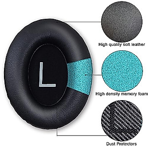 Replacement Ear Pads for Bose QuietComfort 45 (QC45)/QuietComfort SE (QCSE) Headphones, Replacement EarPads Cushions Headphones Covers with Memory Noise Isolation Foam Softer Leather-Black