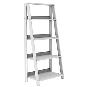Pemberly Row 4-Shelf Wood Ladder Bookcase in White