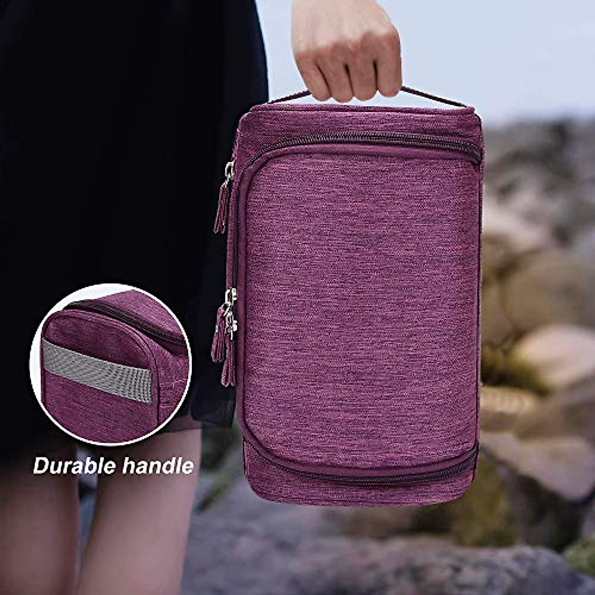 SELLYFELLY Hanging Toiletry Bag for Travel Women Storage Shower Bag Men's Shaving Bag Dopp Kit Organizer With Hook