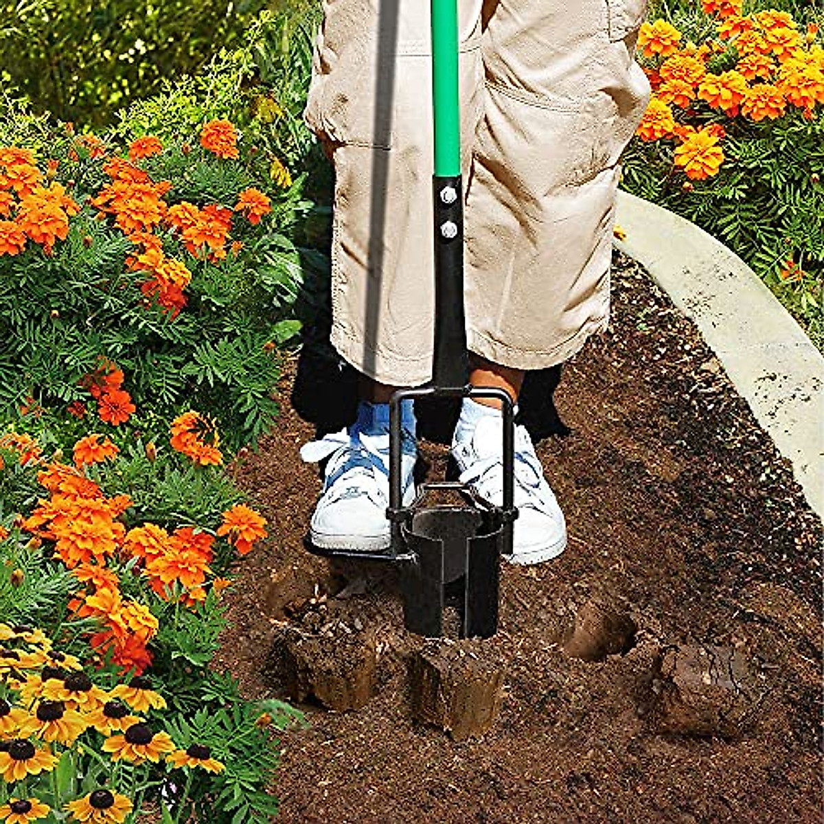 Altdorff 5-in-1 Lawn and Garden Tool, Updated Bulb Planter Long Handle for Digging, Weeding, Soil Sampler, Transplanting, Sod Plugger