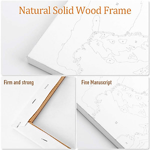 Ginkko Paint by Numbers for Adults Beginner & Kids Ages 8-12 with Wooden Frame Easy Acrylic on Canvas 9x12 inch with Paints and Brushes, Moon Mushroom Forest Butterfly(Include Framed)